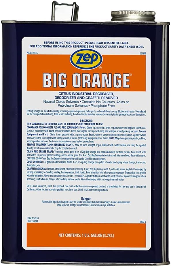 Amazon.com: Zep Big Orange Liquid Citrus Solvent Degreaser - 1 Gallon ...