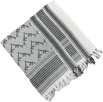 XAGMODSHN Black and White Arab Keffiyeh Shemagh Scarf with Tassels ...