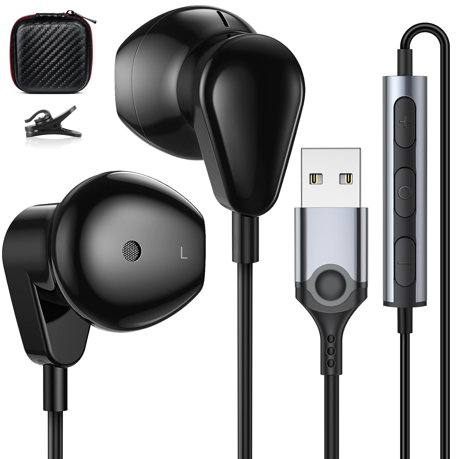 USB Headset with Microphone for PC, In-Ear Noise Cancelling Lightweight ...
