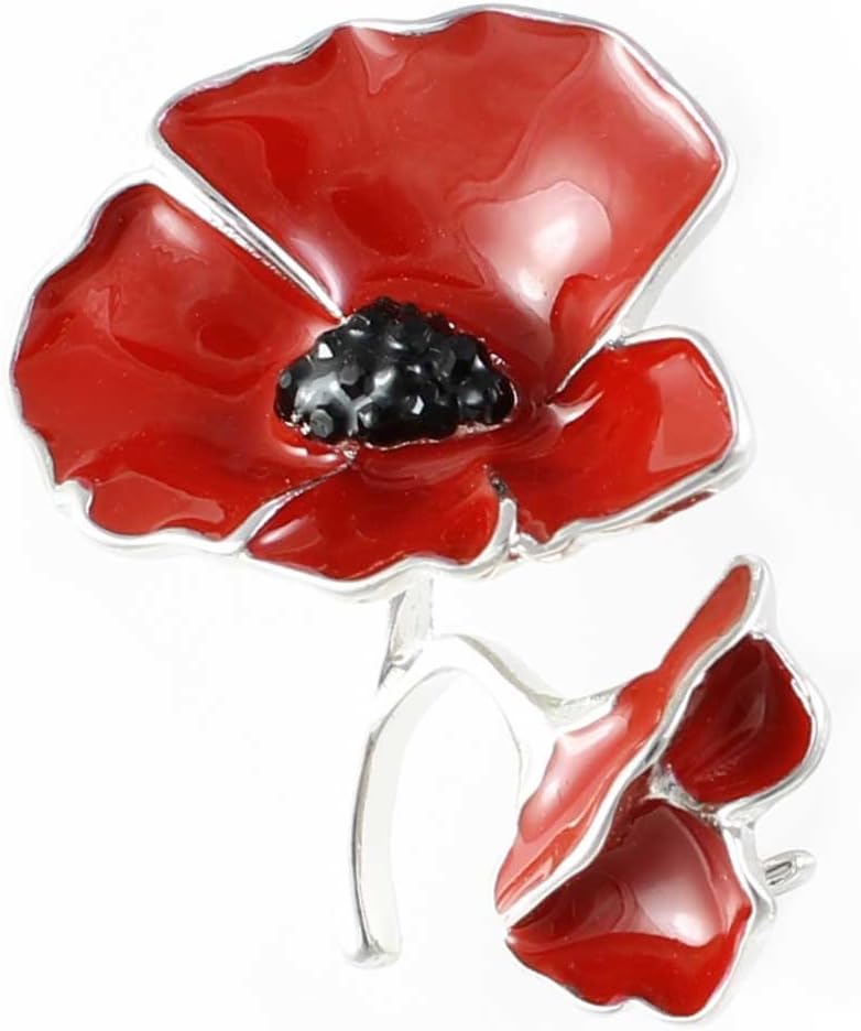 Remembrance Poppy - Charity Donation Gift - Enamelled Two Poppies ...