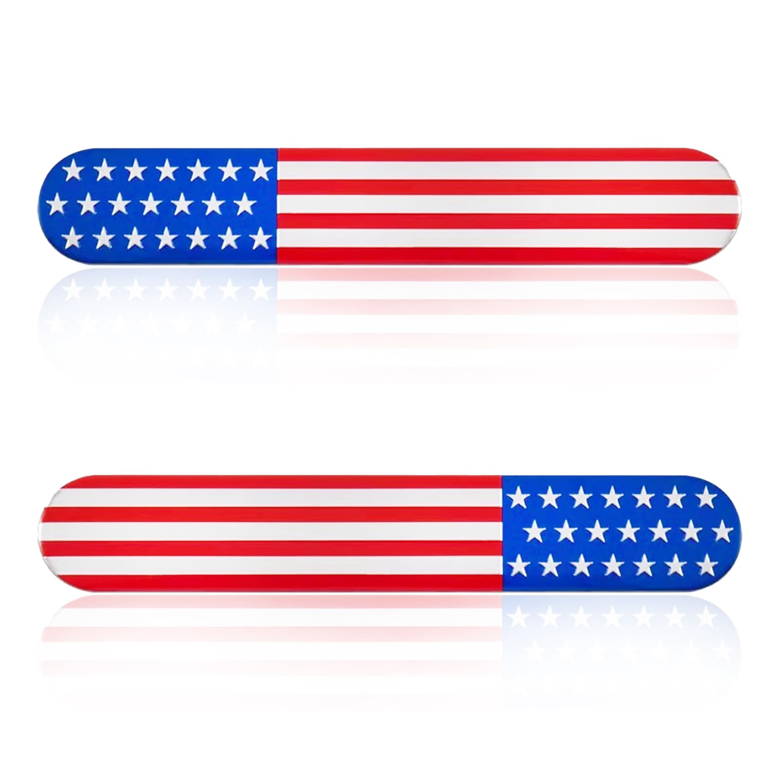 Aluminum Fender Sticker 2-Pack USA Flag Car Emblems - 6x1 Inch 3D Metal ...