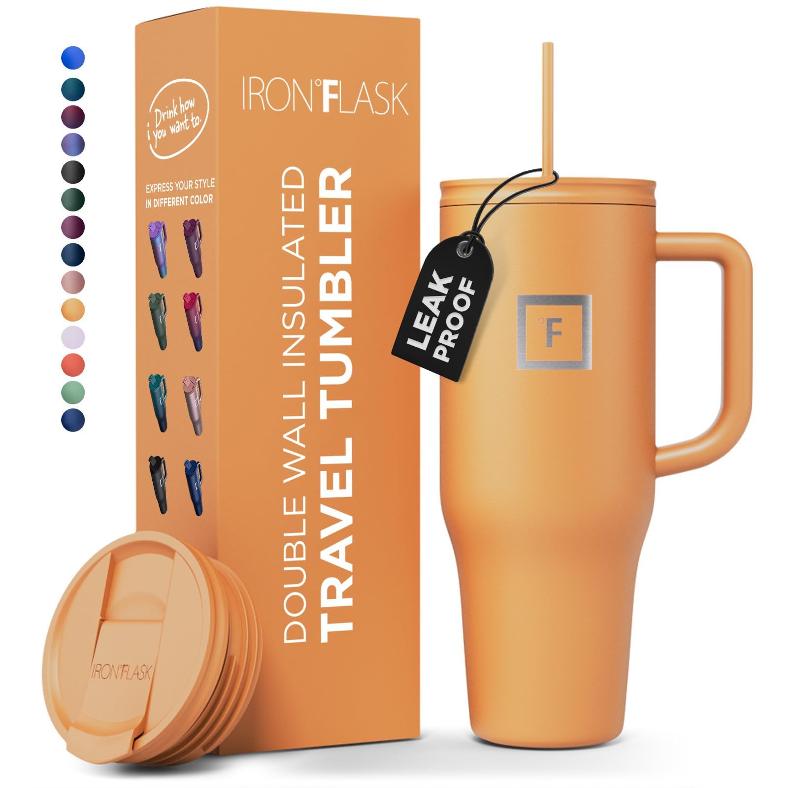 Amazon.com | IRON FLASK Co-Pilot Insulated Mug w/Straw & Flip Cap Lids ...