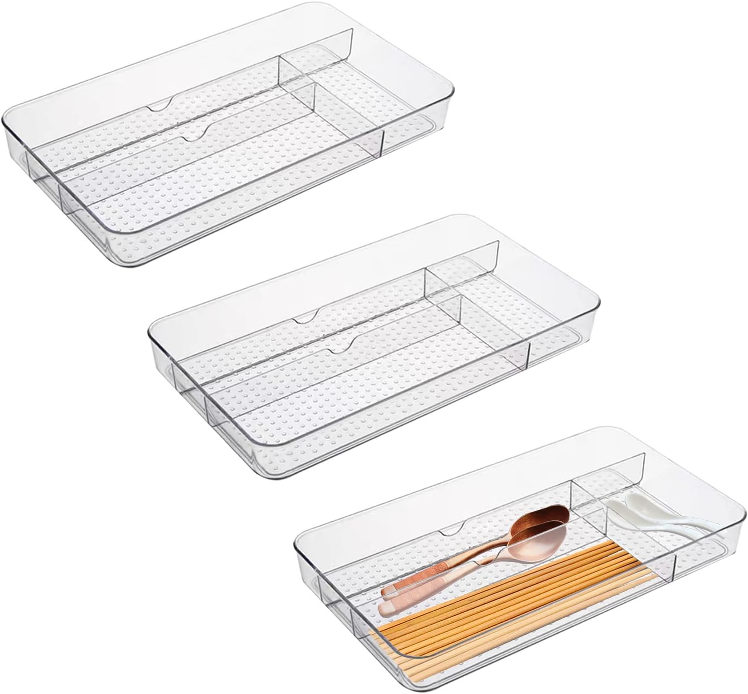 Amazon.com - Chris.W 3Pack Clear Plastic Desk Drawer Organizer Tray, 4 ...