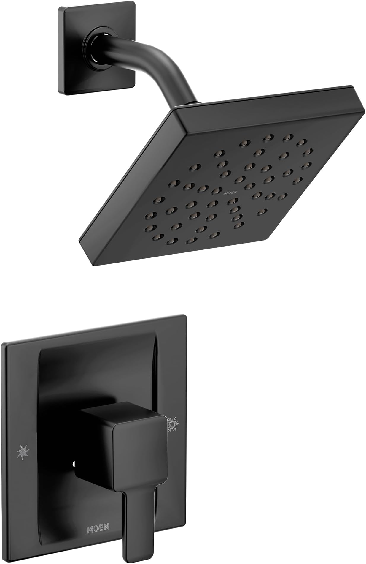 Moen 90 Degree Matte Black Posi-Temp Modern Shower Only Trim Kit, Valve ...