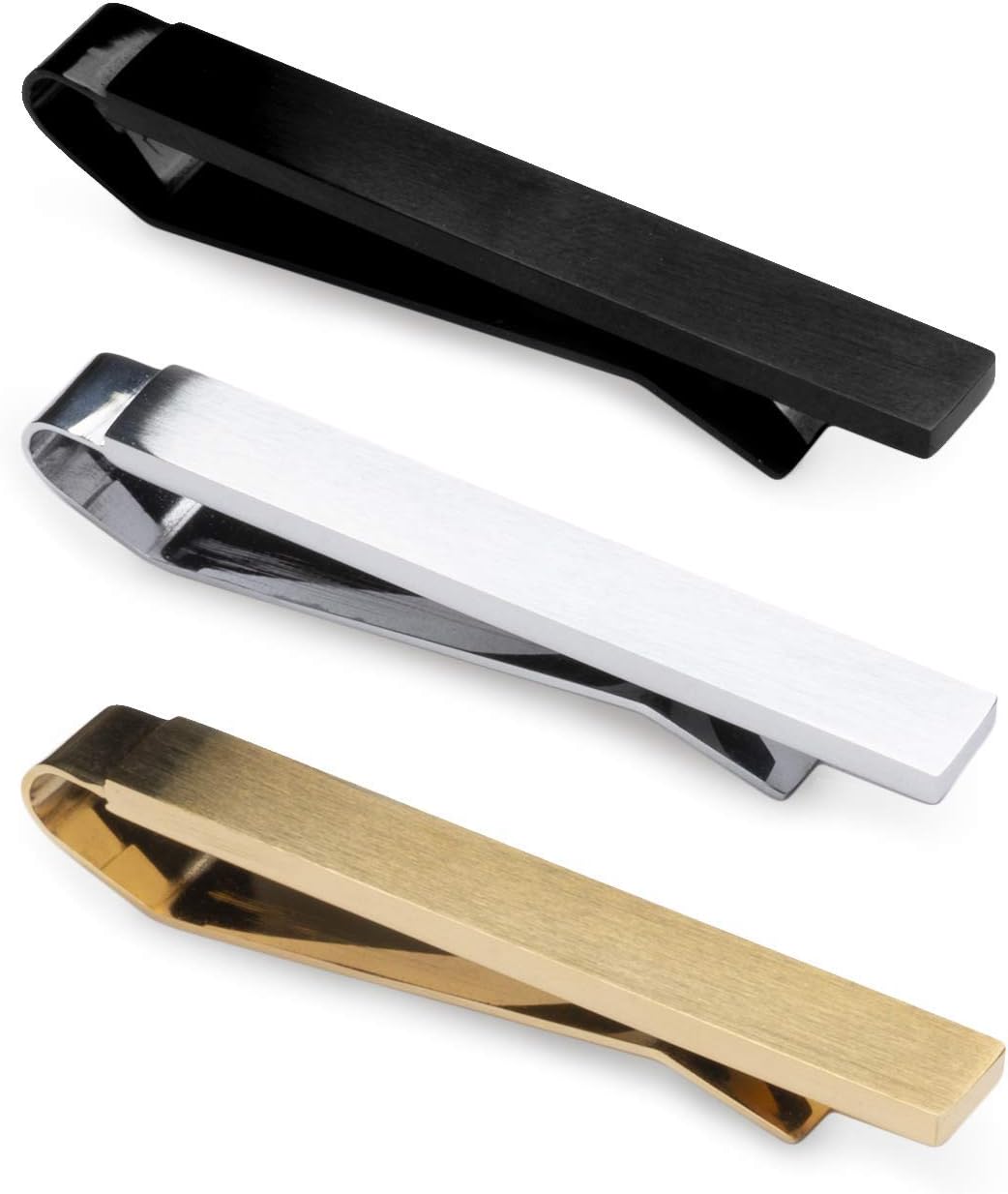 Amazon.com: Würkin Stiffs The Slim Tie Bar Clip Set Set of 3 Brushed ...