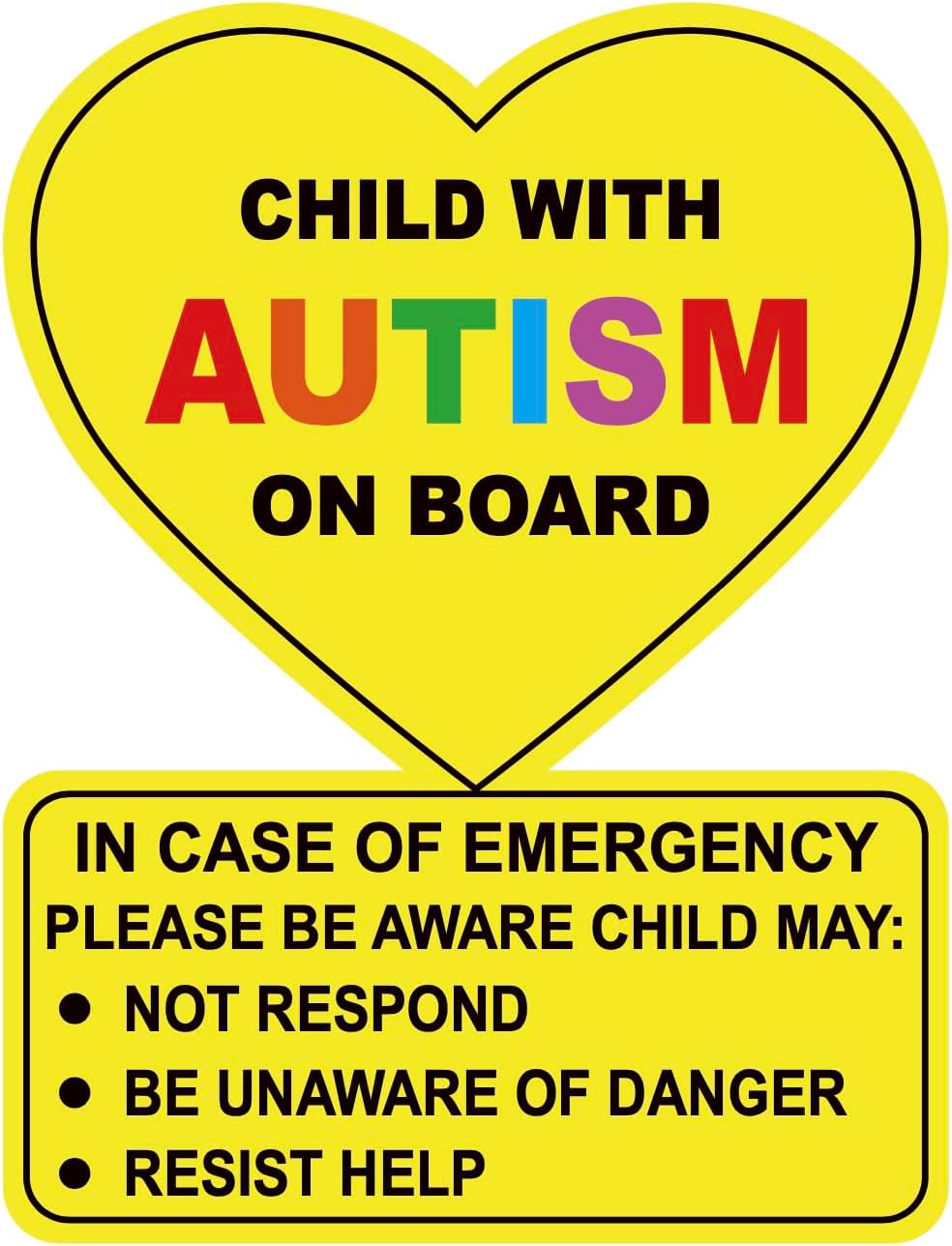 Amazon.com: 4x5.25 inch 5 PCS Yellow Child with Autism on Board Sticker ...