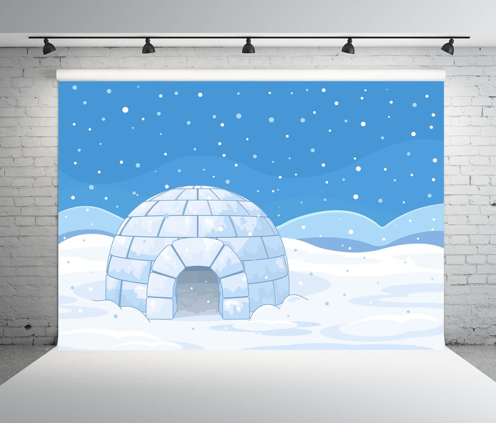 Amazon.com : BELECO 7x5ft Fabric Cartoon Winter Arctic Igloo Backdrop ...