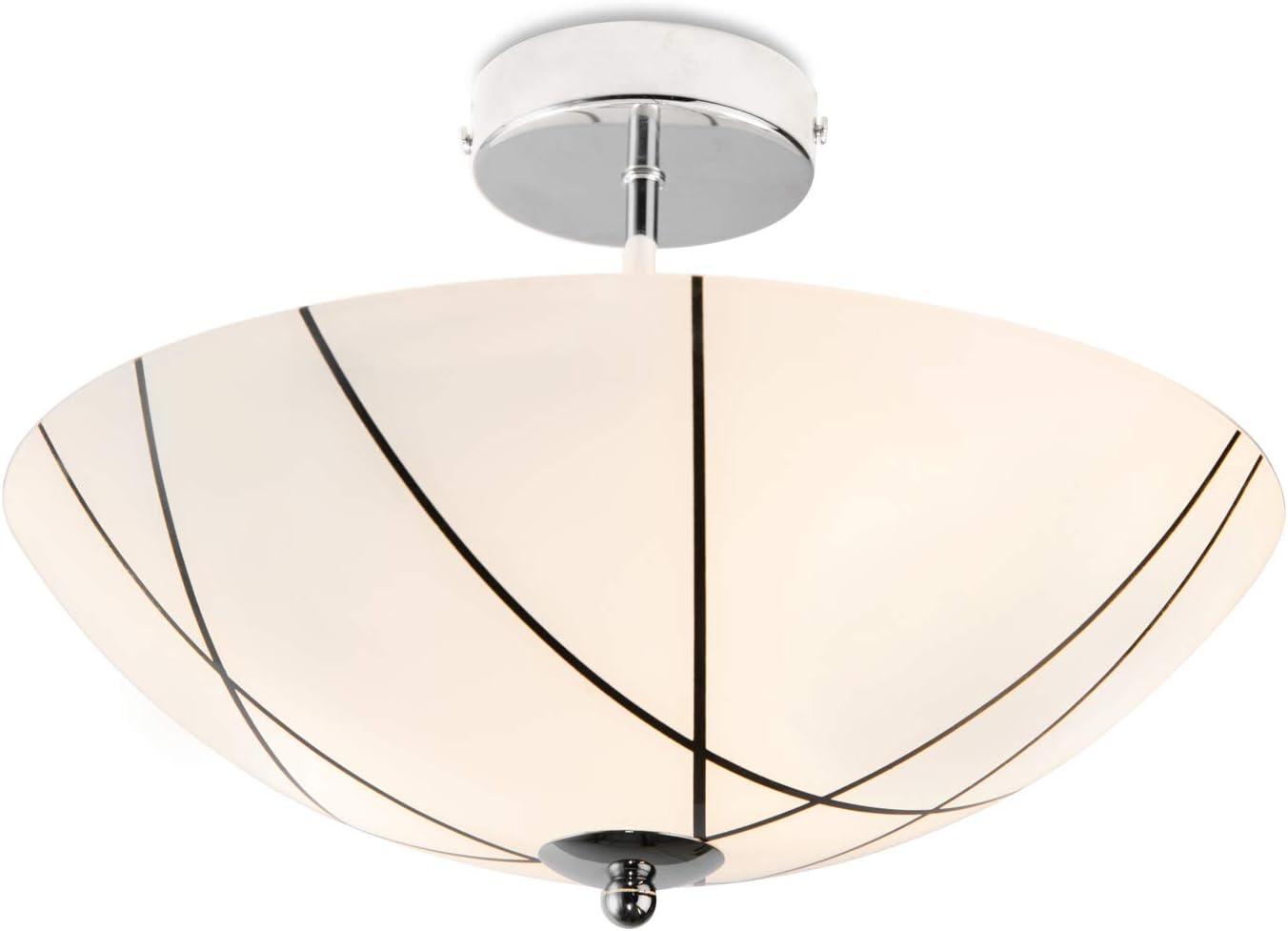 Crosbie Semi-Flush Glass Ceiling Uplighter - 2 Light - White/Black ...