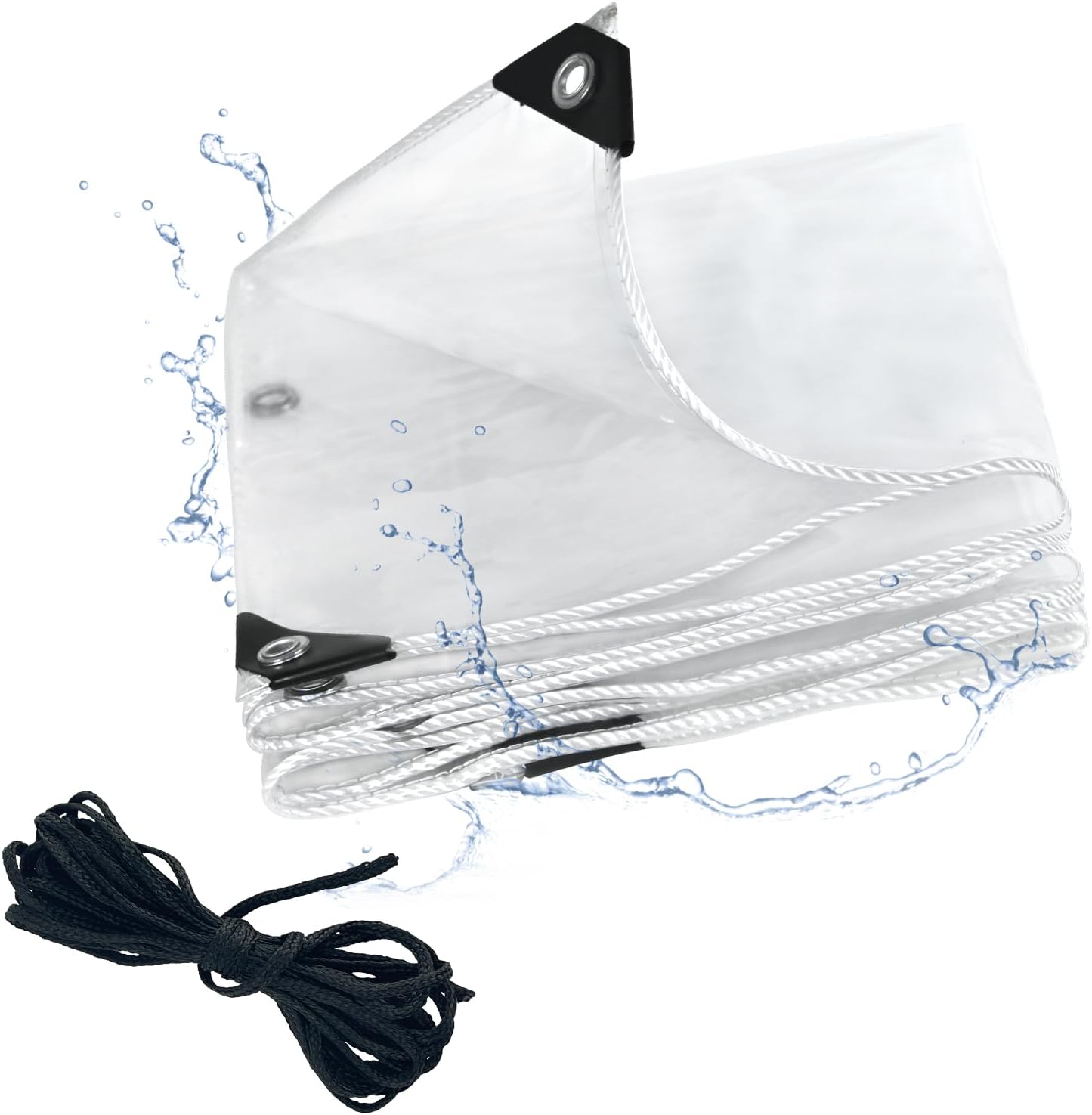 Bâche, PVC, imperméable à l'eau, transparente, avec œillets, 0.35 mm ...