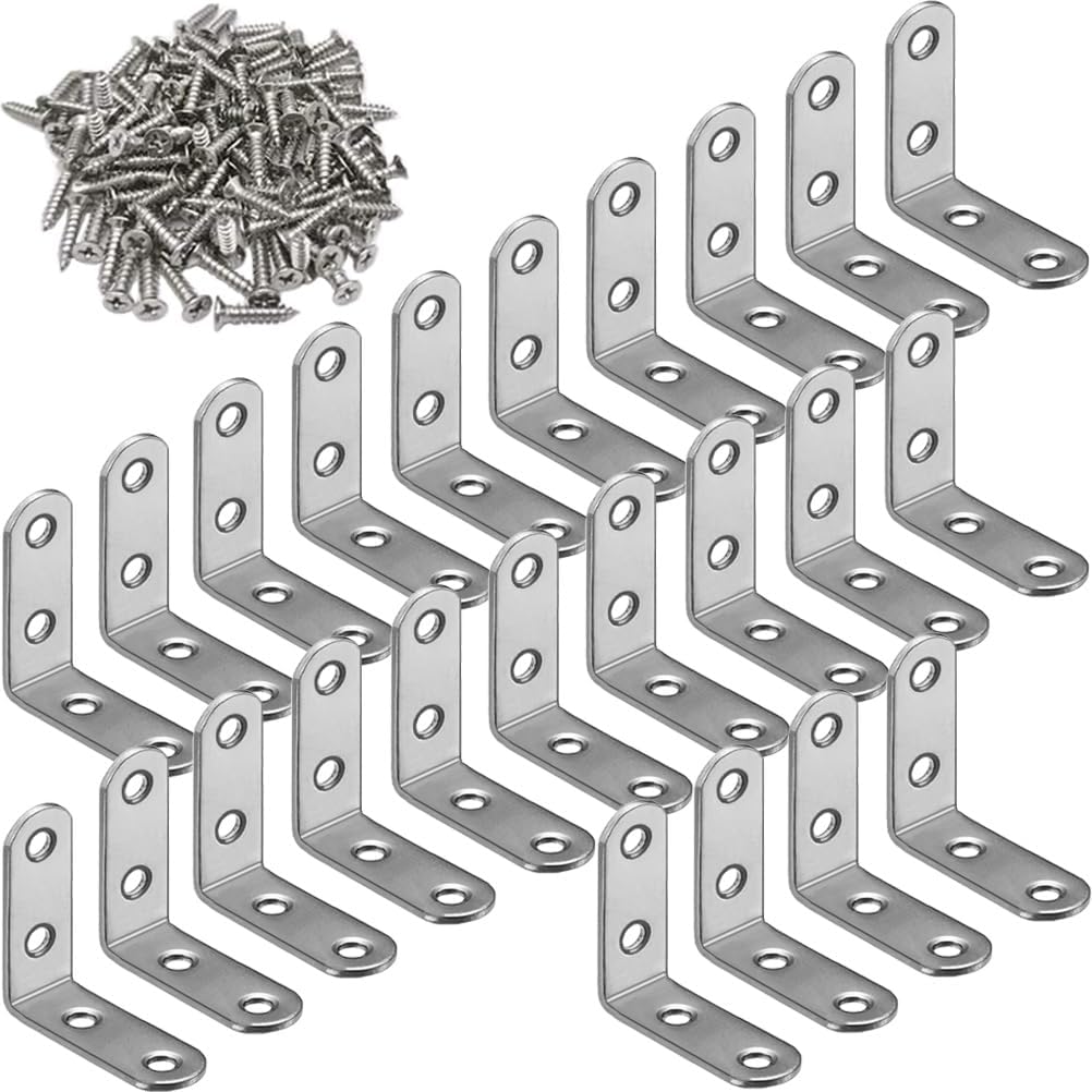 Amazon.com: 24Pcs L Bracket Corner Braces Stainless Steel 40x40mm Small ...