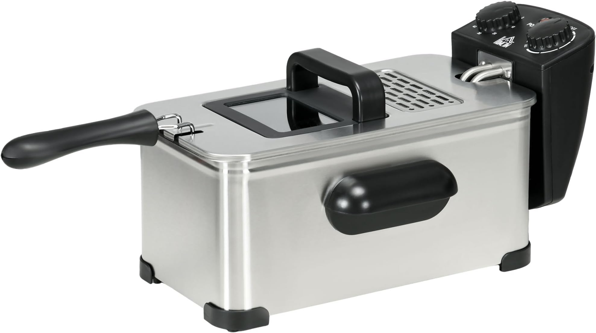 HOMCOM 3 Litre Stainless Steel Deep Fat Fryer with Adjustable ...