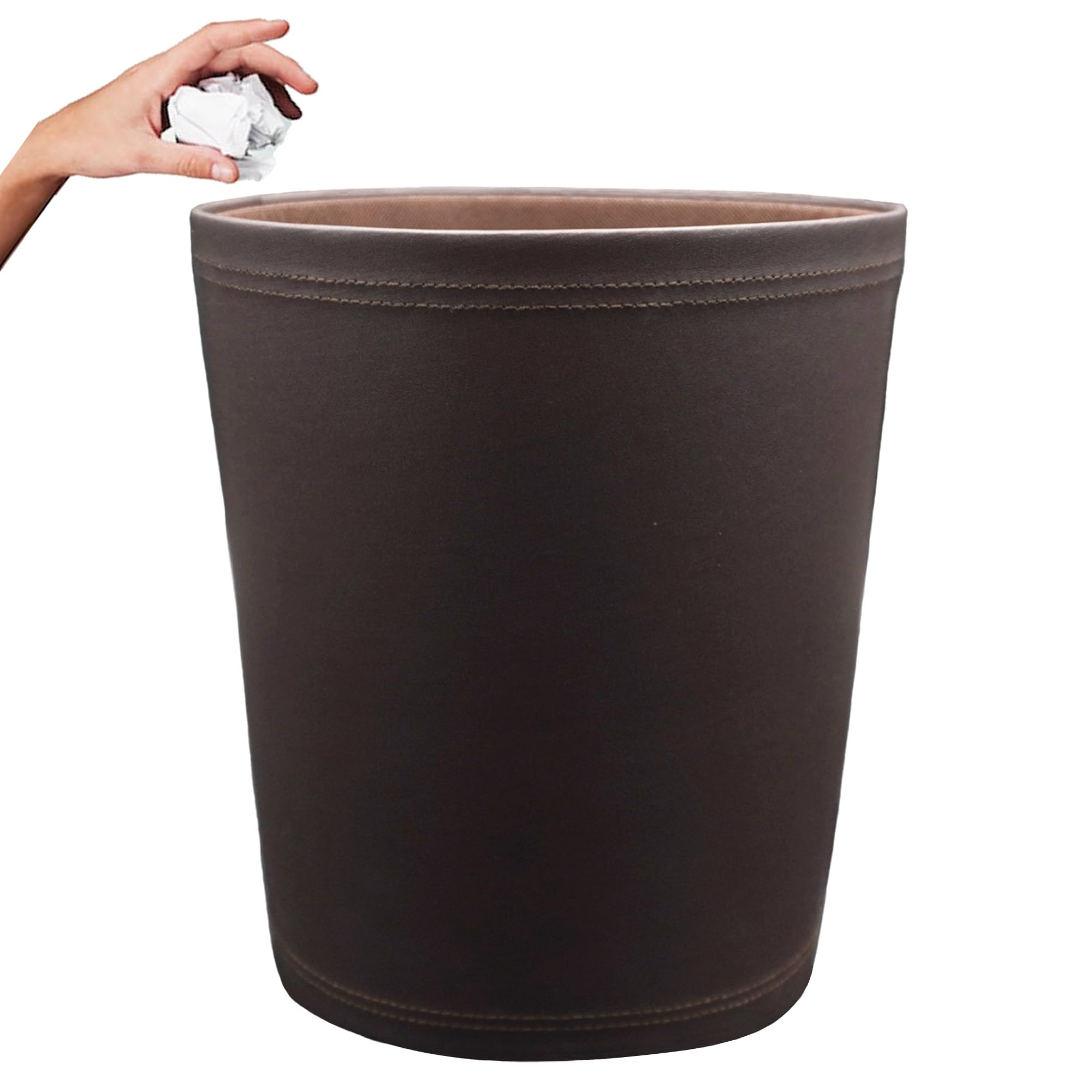 Amazon.com: Leather Office Waste Basket, 2.6 Gallon/10 Liter Brown ...