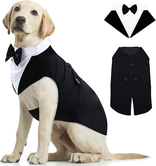 Kuoser Dog Tuxedo, Dog Wedding Suit and Bandana Set, Pet Clothes Puppy ...