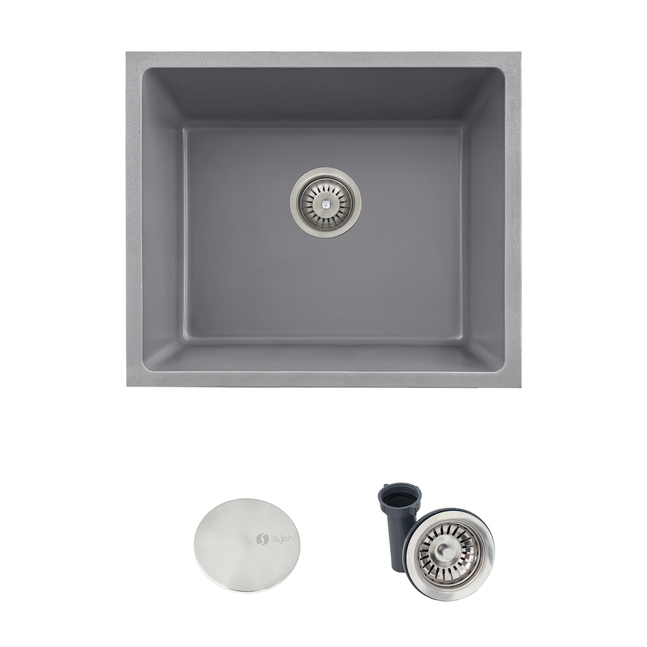 Stylish 22 x 17.5 Inch Dual Mount Granite Composite Single Bowl Bar ...