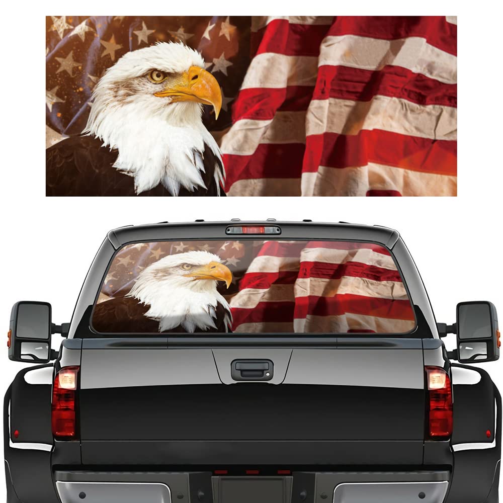 Amazon.com - American Flag Rear Window Decals for Trucks,Bald Eagle ...