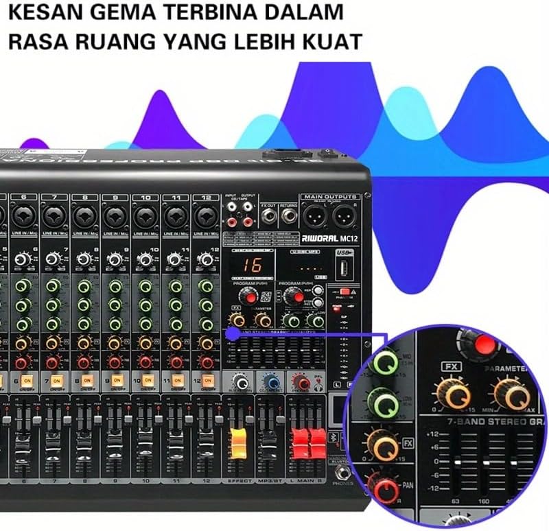 Interfaz de audio de 8 canales, tablero de sonido de mezcla de DJ, 16 ...