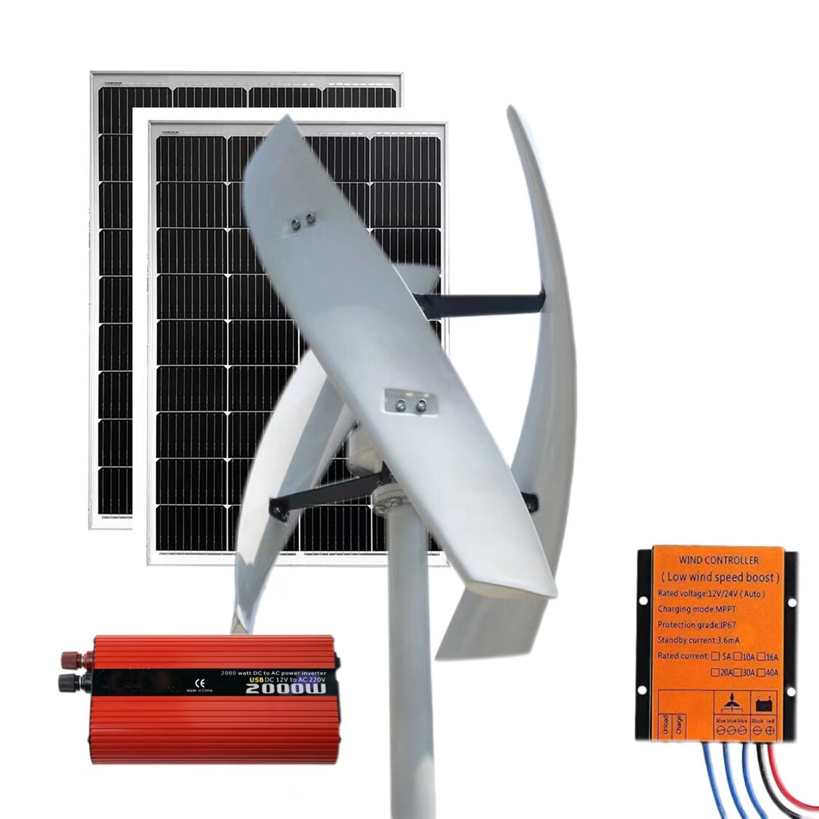 Buy 3000W Vertical Axis Wind Turbine Kit 12V 24V 48V 1KW Wind Turbine+ ...