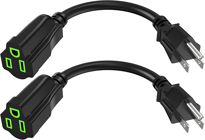 Power Extension Cord 0.5FT/6Inch(2 Pack), Short 3 Prong Electric ...