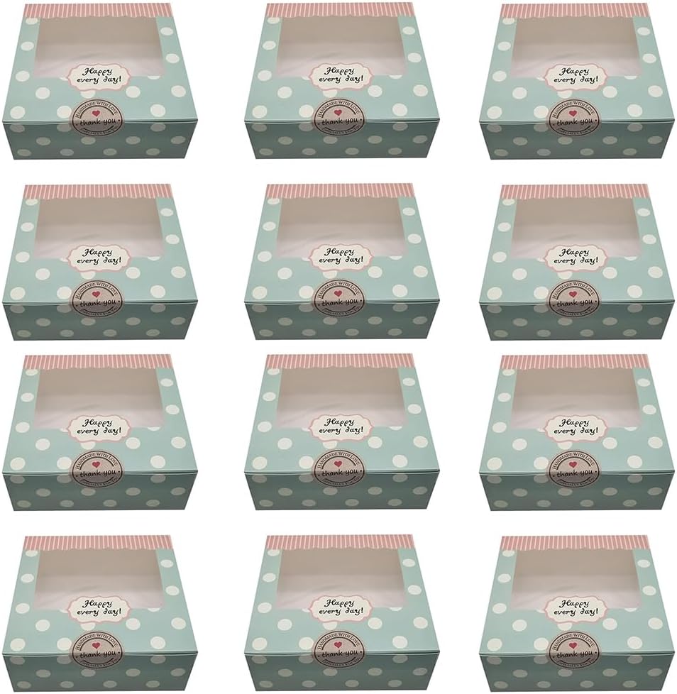 Amazon.com: 4 Holes Cupcake Boxes, 12 Pieces Cupcake Boxes with Window ...