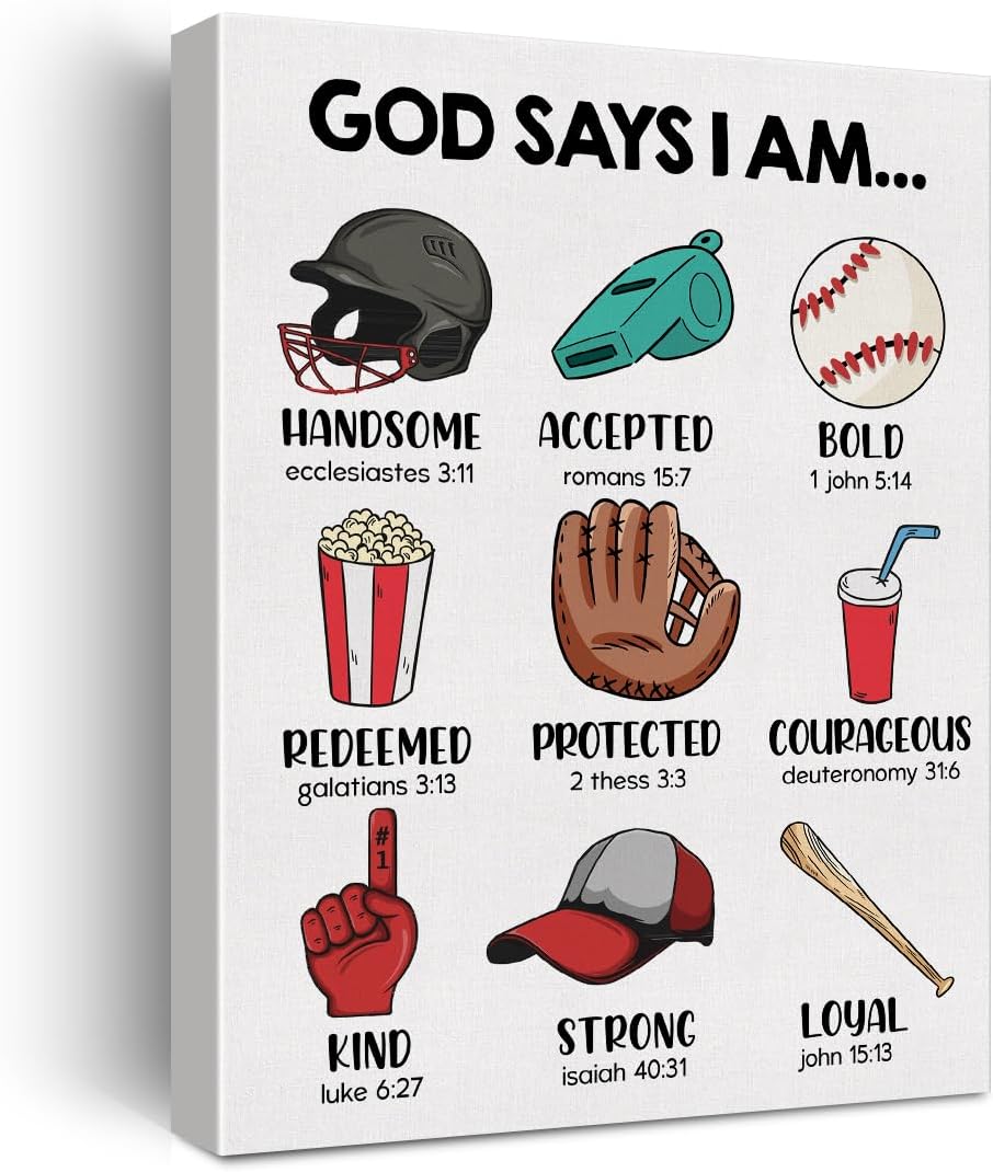 Amazon.com: Inspirational Motivational God Says I Am Baseball Poster ...