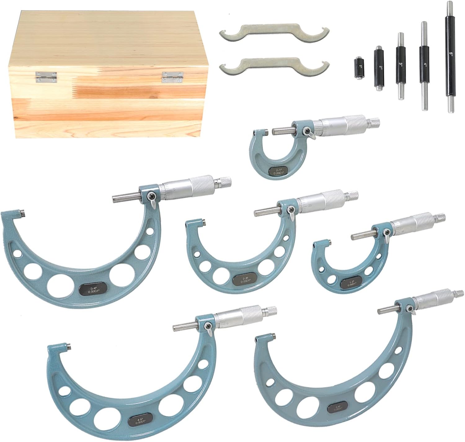 findmall 6 Pcs 0-150MM Metric Outside Micrometer 0.01mm Carbide ...