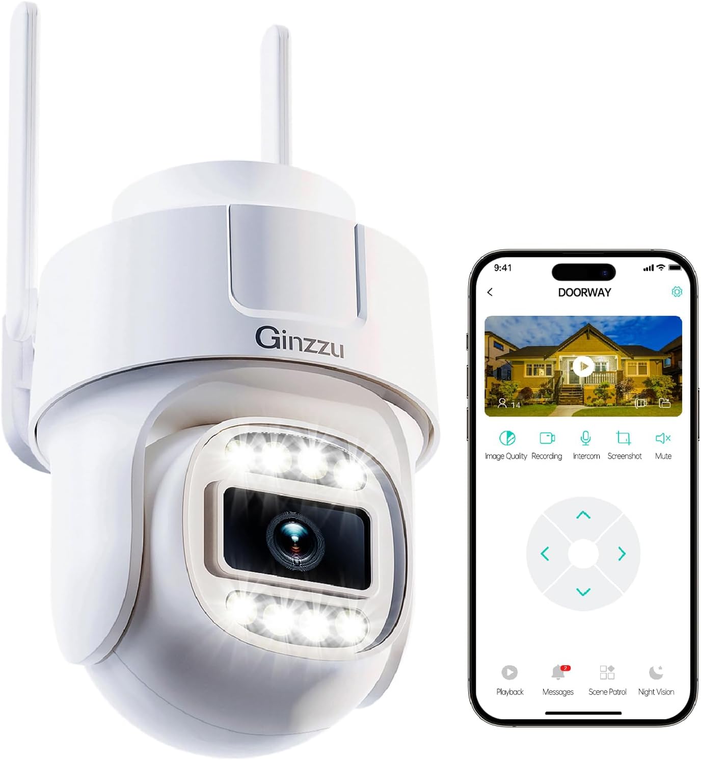 Amazon.com : GINZZU Outdoor Security Camera,2.4G/5G WiFi Cameras for Home Security Pan/Tilt 360 ...