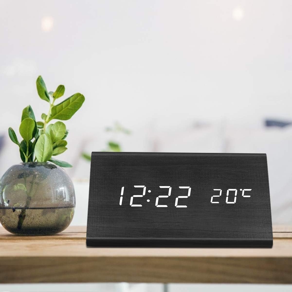 Amazon.com: LEPOWERP Digital Alarm Clock, Triangle Wooden Clock with ...