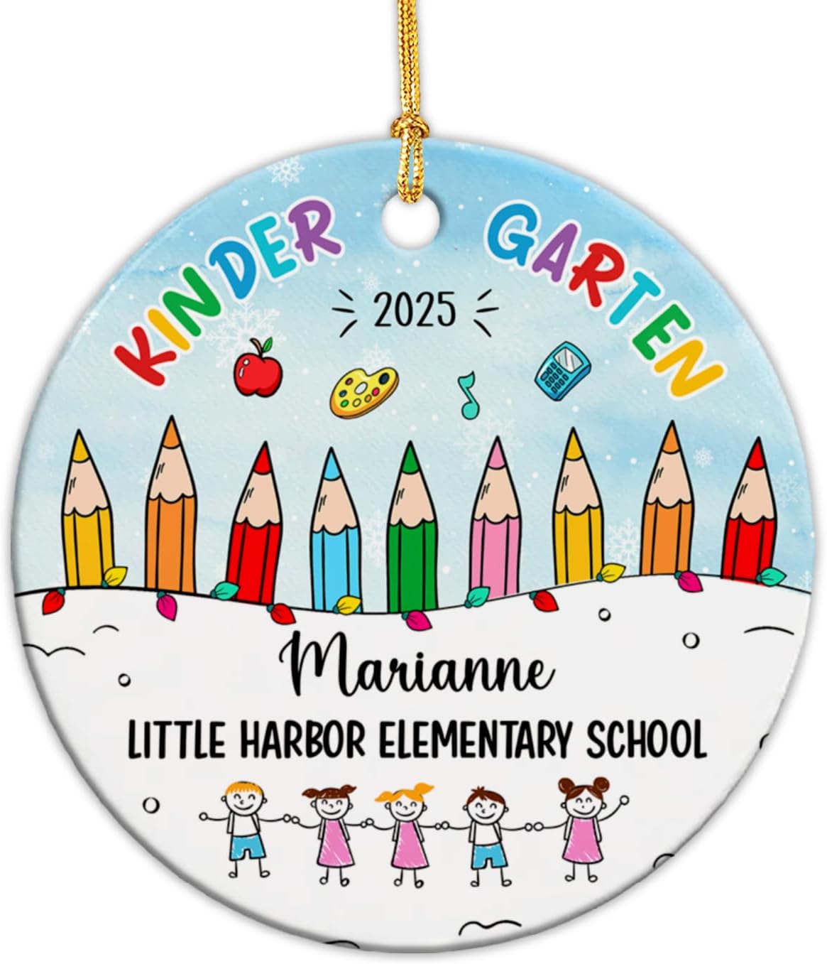 Amazon.com: Custom Name Kindergarten Christmas Ceramic Ornament ...