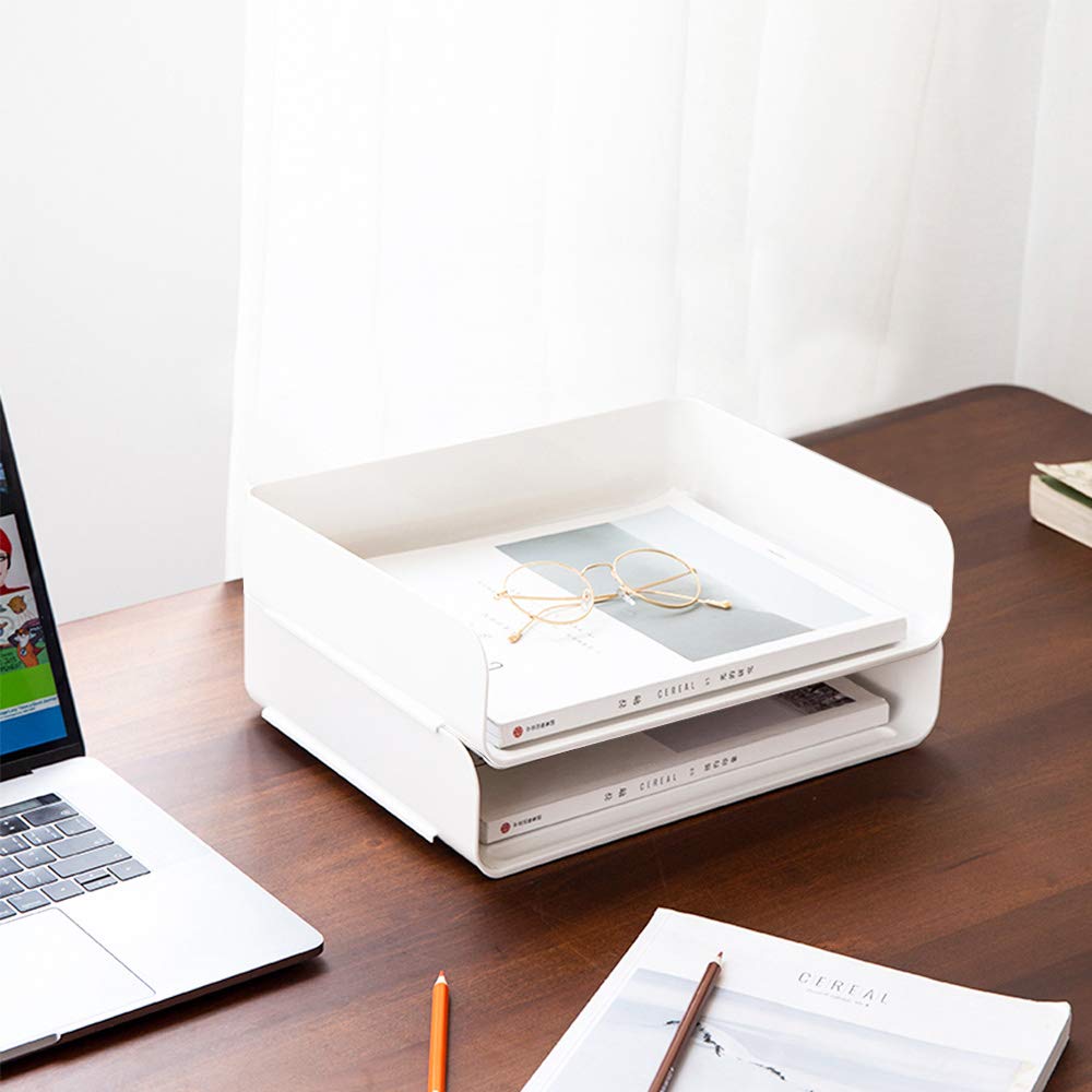 Tomorotec Desk Letter Tray Set, A4 Size White Stackable Document ...