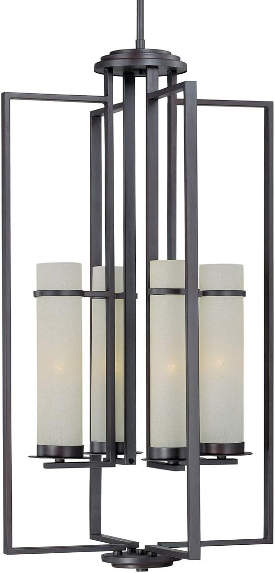 Lite Source LS-18824 4-Lite Ceiling Lamp, Dark Bronze with Glass Shade ...
