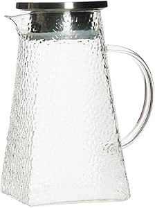 Amazon.com | Milk Jug,Ice Tea Pitchers Household Glass Pitcher with Spout and Lid Irregular ...