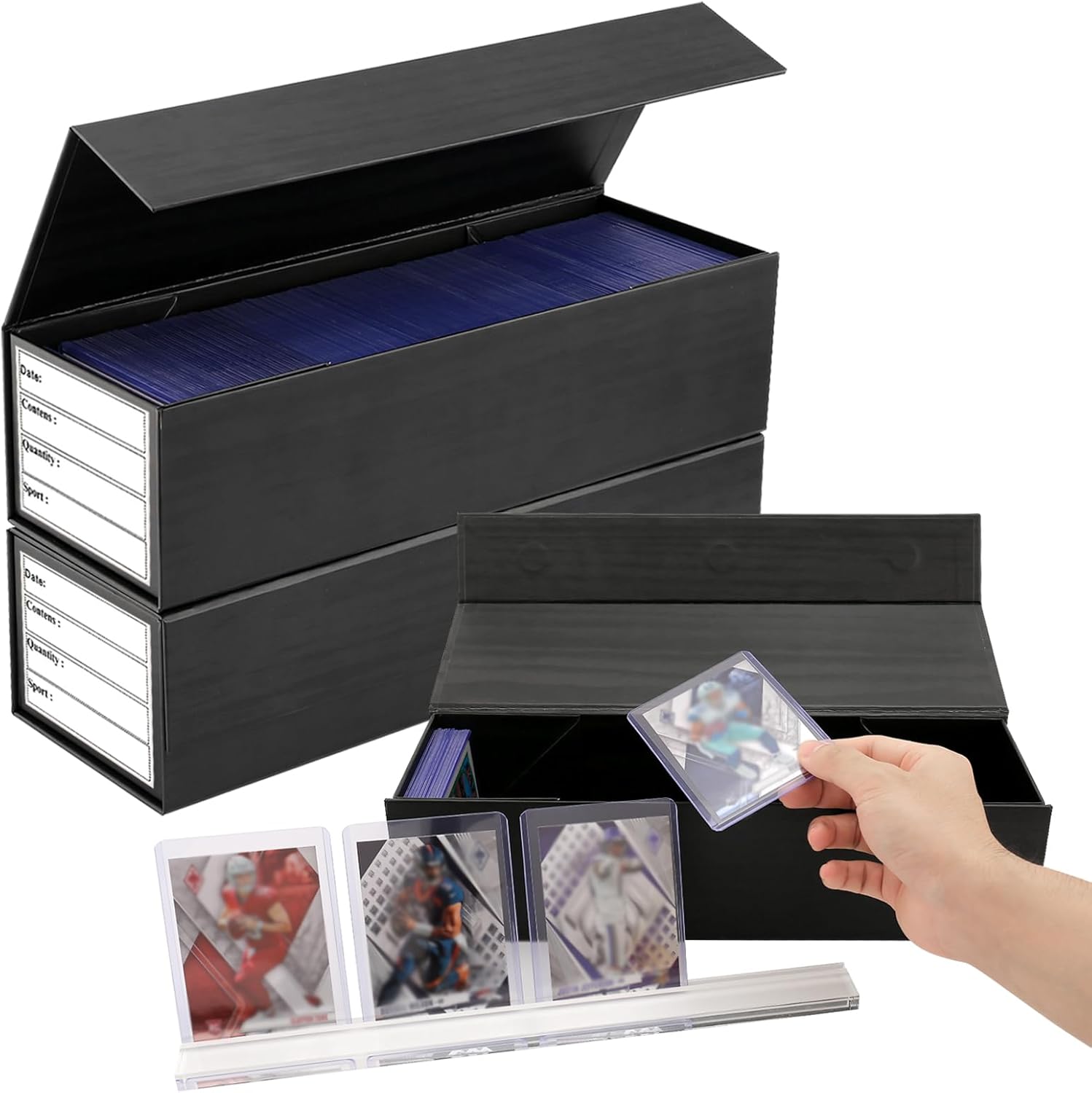 Amazon.com: MZONGZI Trading/Gaming Card Storage Box (3p Black Wood box+ ...
