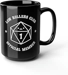 Amazon.com: Low Rollers Club 15oz Ceramic Black Coffee Mug - DnD Mugs ...