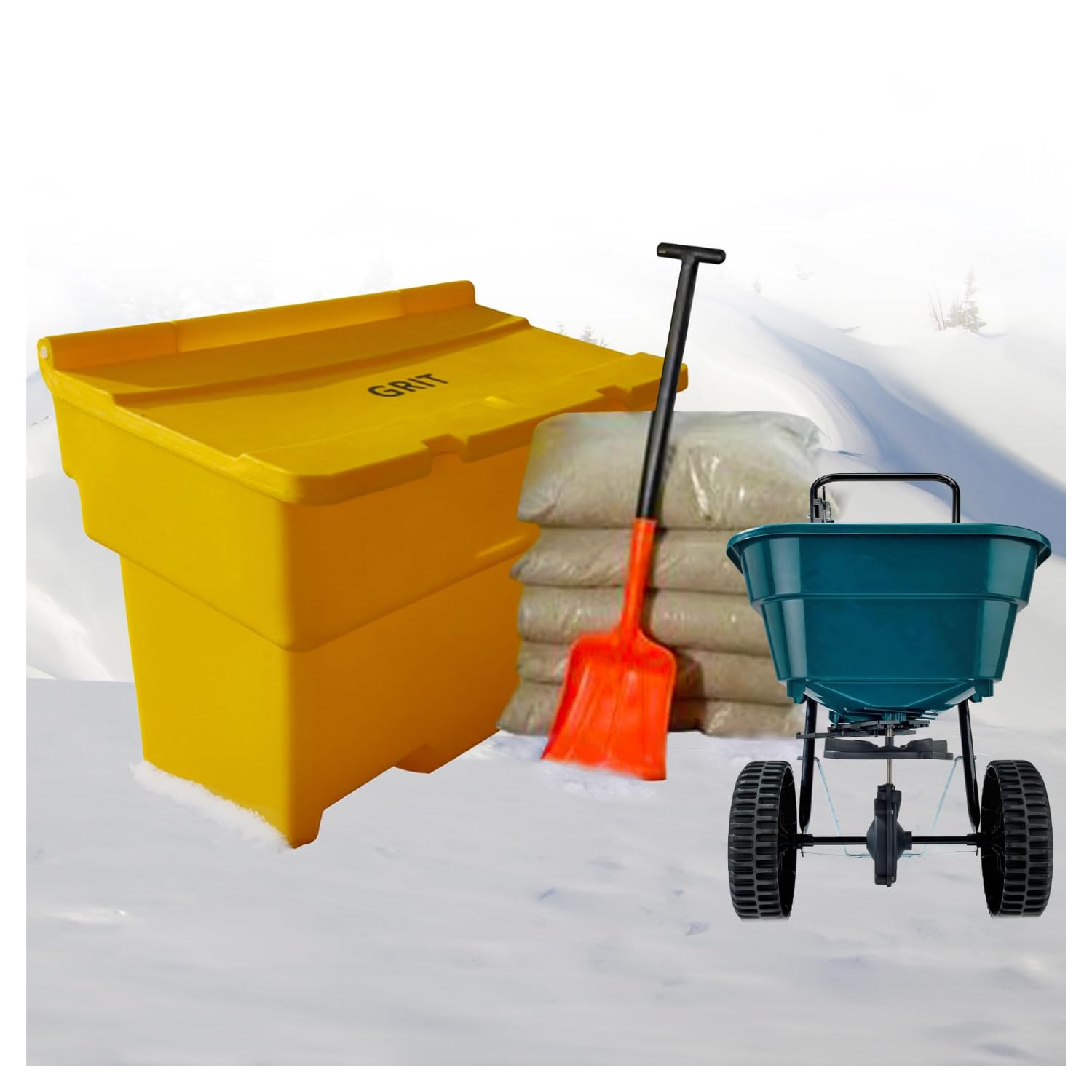 Horison Industries 200L Grit Bin Complete Winter Bundle with Salt Grit ...