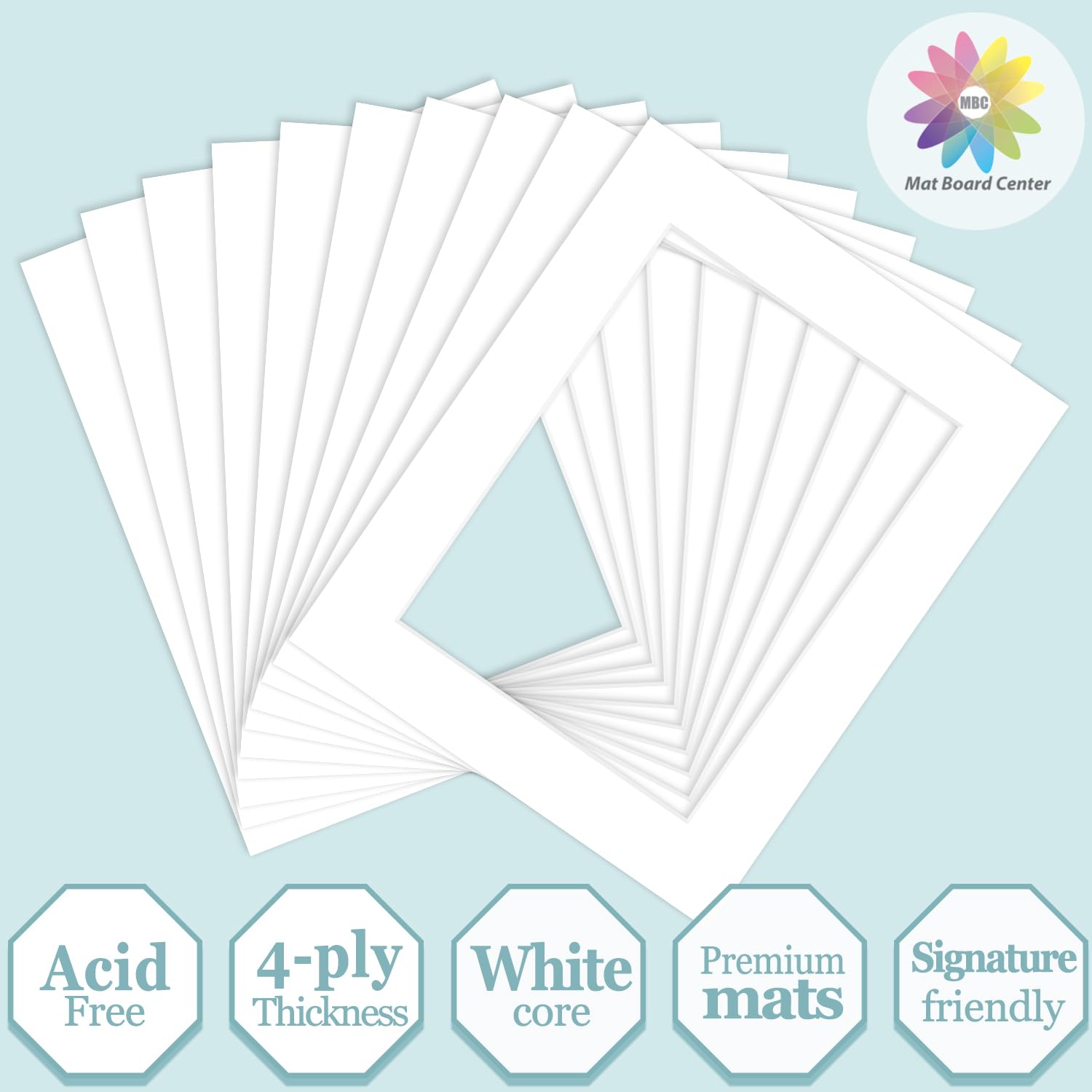 Snapklik.com : MBC Mat Board Center, 10 Pack 8x10 For 6x8 White Picture ...