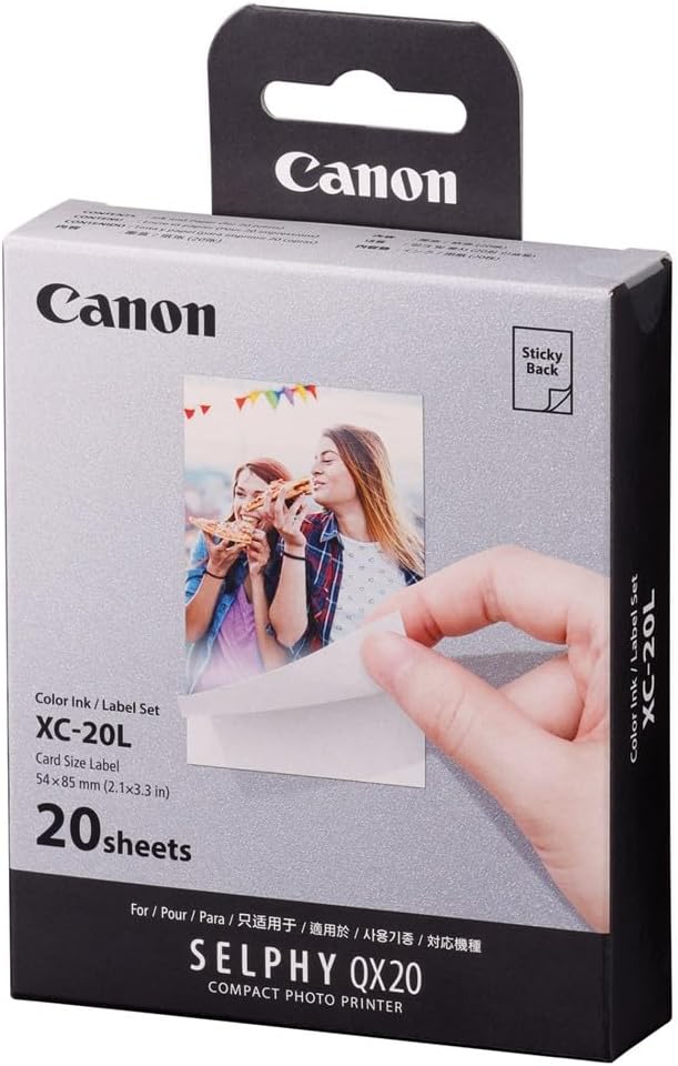 Amazon.com : Canon QX20 Color Ink/Label Set, 4x6 Photo Paper, 20 Sheets ...