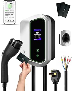 Amazon.com: Level 2 EV Charger 48 Amp - Smart Display, RFID Card, Electric Car Charger EVSE SAE ...