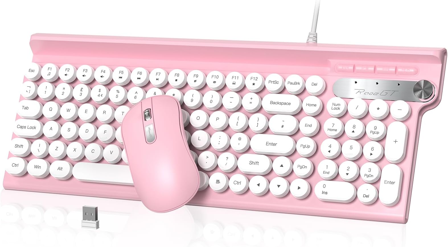 Pink Mechanical Gaming Keyboard and Mouse Combo Blue Switch 104 Keys ...