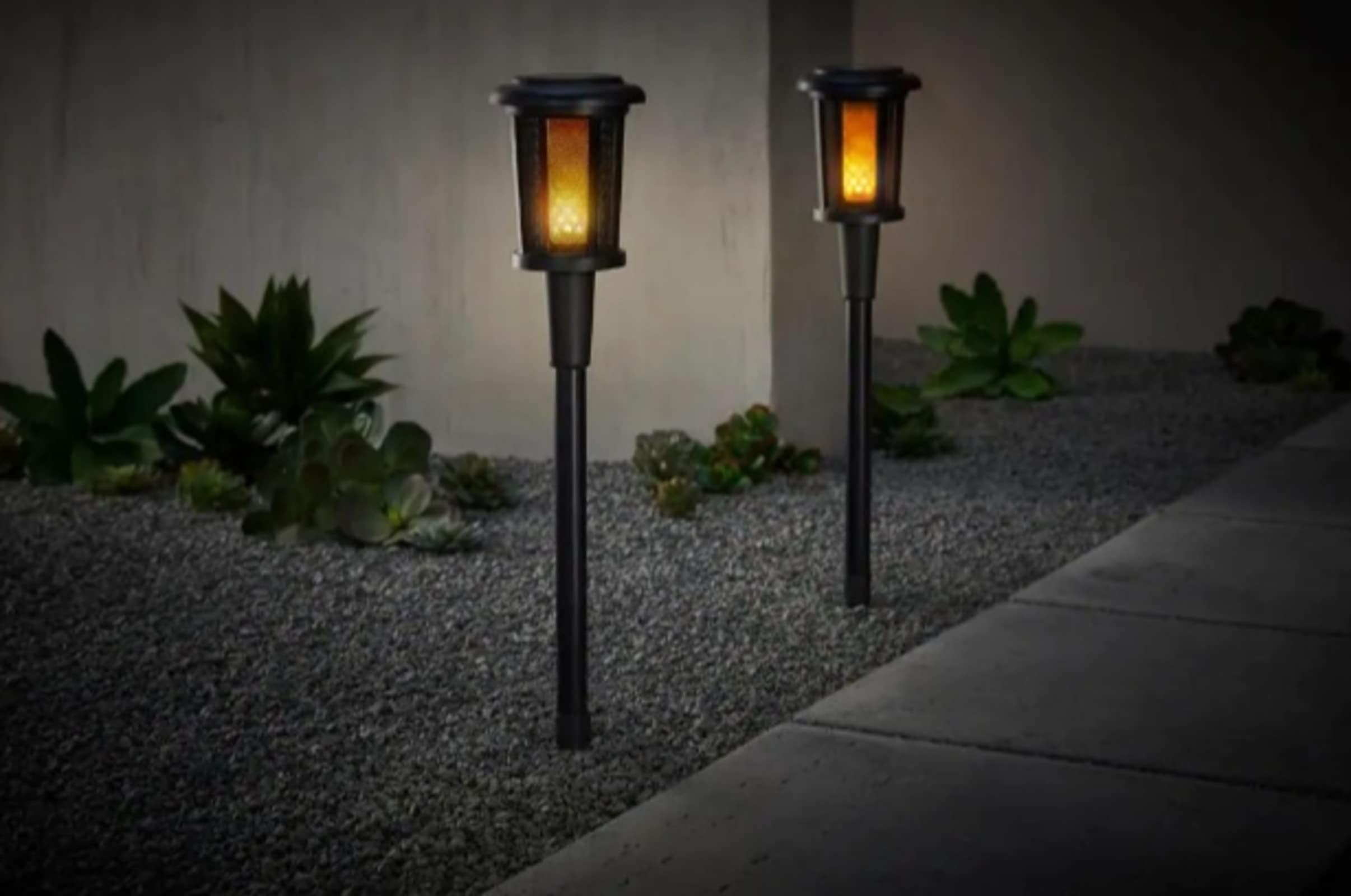 Hampton Bay Ambrose Solar 6 Lumens Matte Black Integrated LED Flicker ...