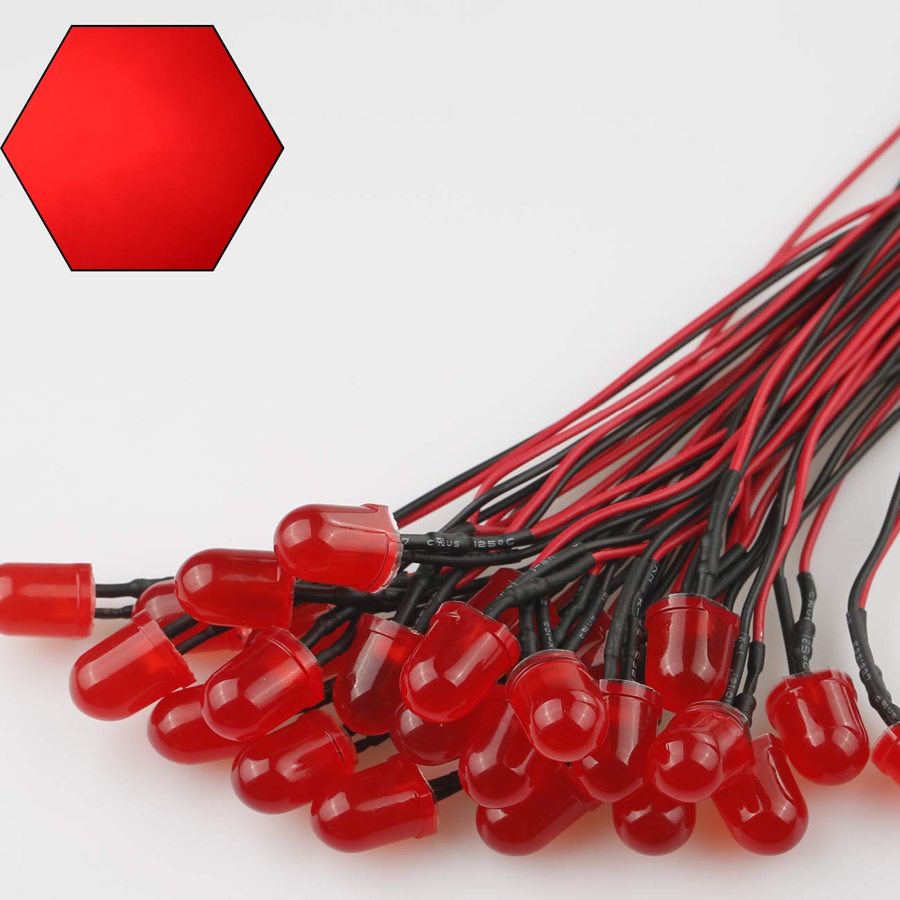 Snapklik.com : 50pcs 12 Volt 10mm Red LED Lights Emitting Diodes Pre ...