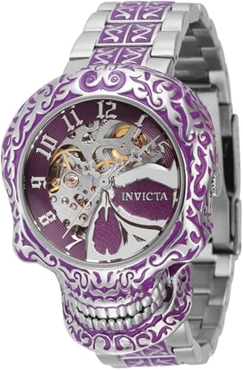 Amazon.com: Invicta Artist Skull 50Mm Automatic Skeletonized Bracelet ...