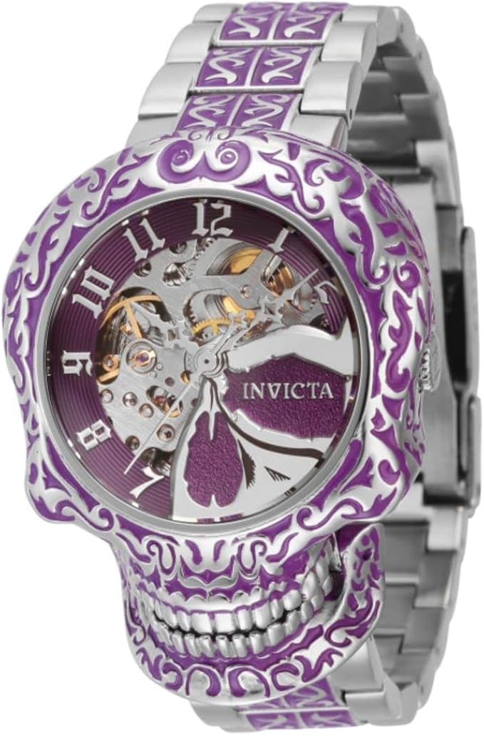 Amazon.com: Invicta Artist Skull 50Mm Automatic Skeletonized Bracelet ...