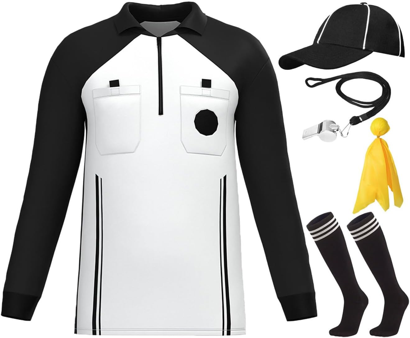 Amazon.com: REWANGOING Men Referee Costume Soccer Referee Jersey Shirt ...