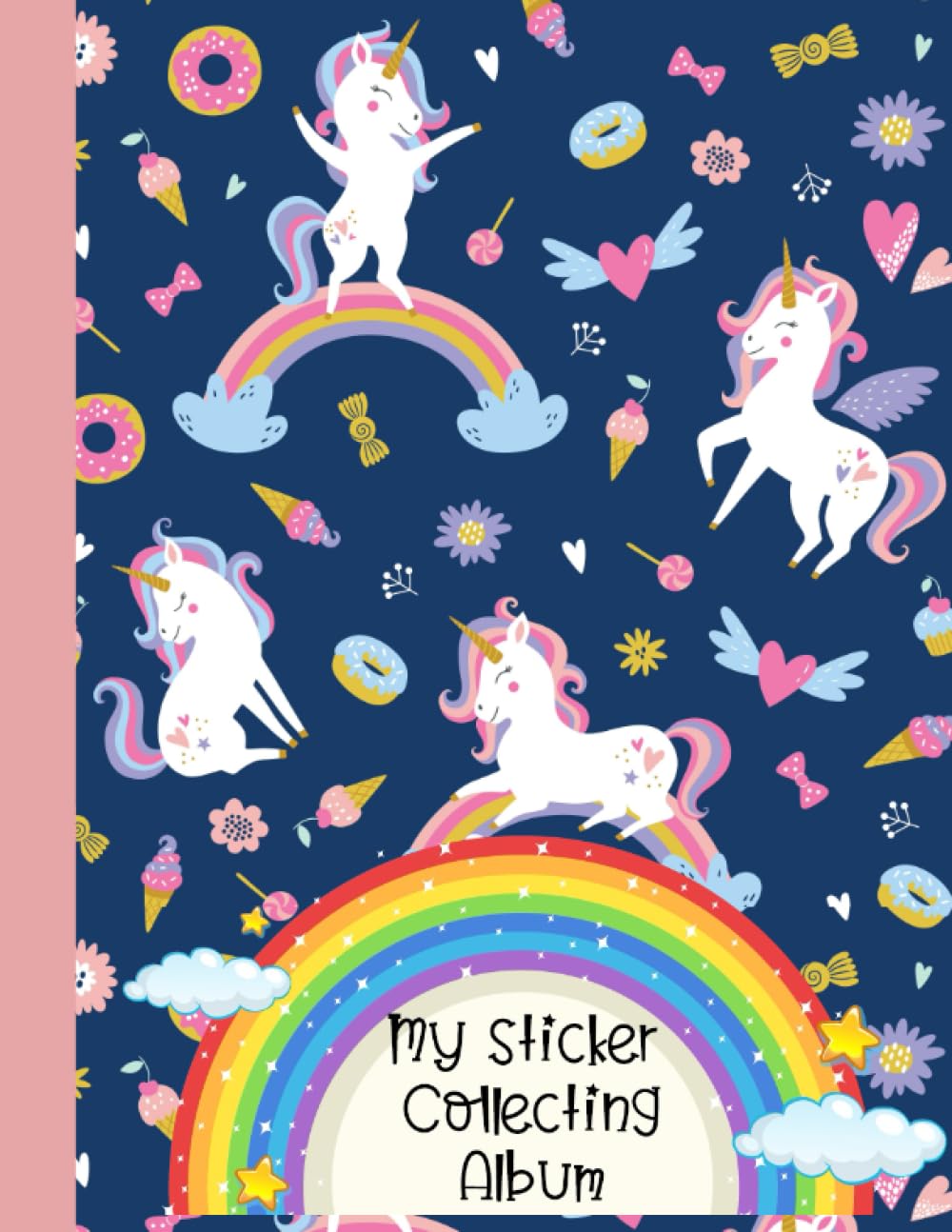 My Sticker Collecting Album: Funny Unicorn , Candy Blank Sticker Book ...