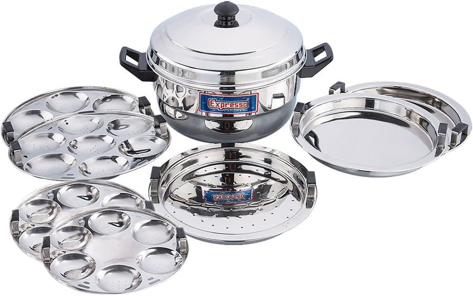 LUXURIA IDLY Pot & Steamer (21 IDLY) Free:1 Mini IDLY Plate, Stainless ...