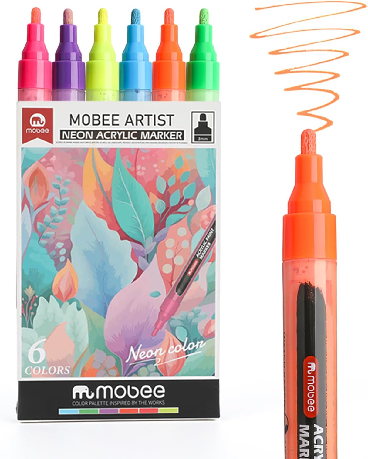 Amazon.com: mobee Neon Acrylic Marker Set for Glass, Wood, Rock ...