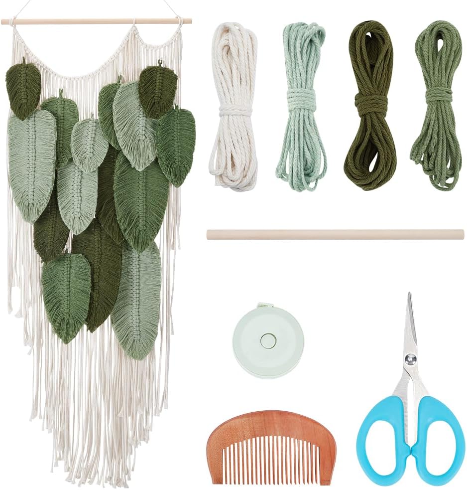 Amazon.com: FREEBLOSS DIY Macrame Leaf Tapestry Kit Macrame Leaf Wall Hanging Boho Wall Hanging ...