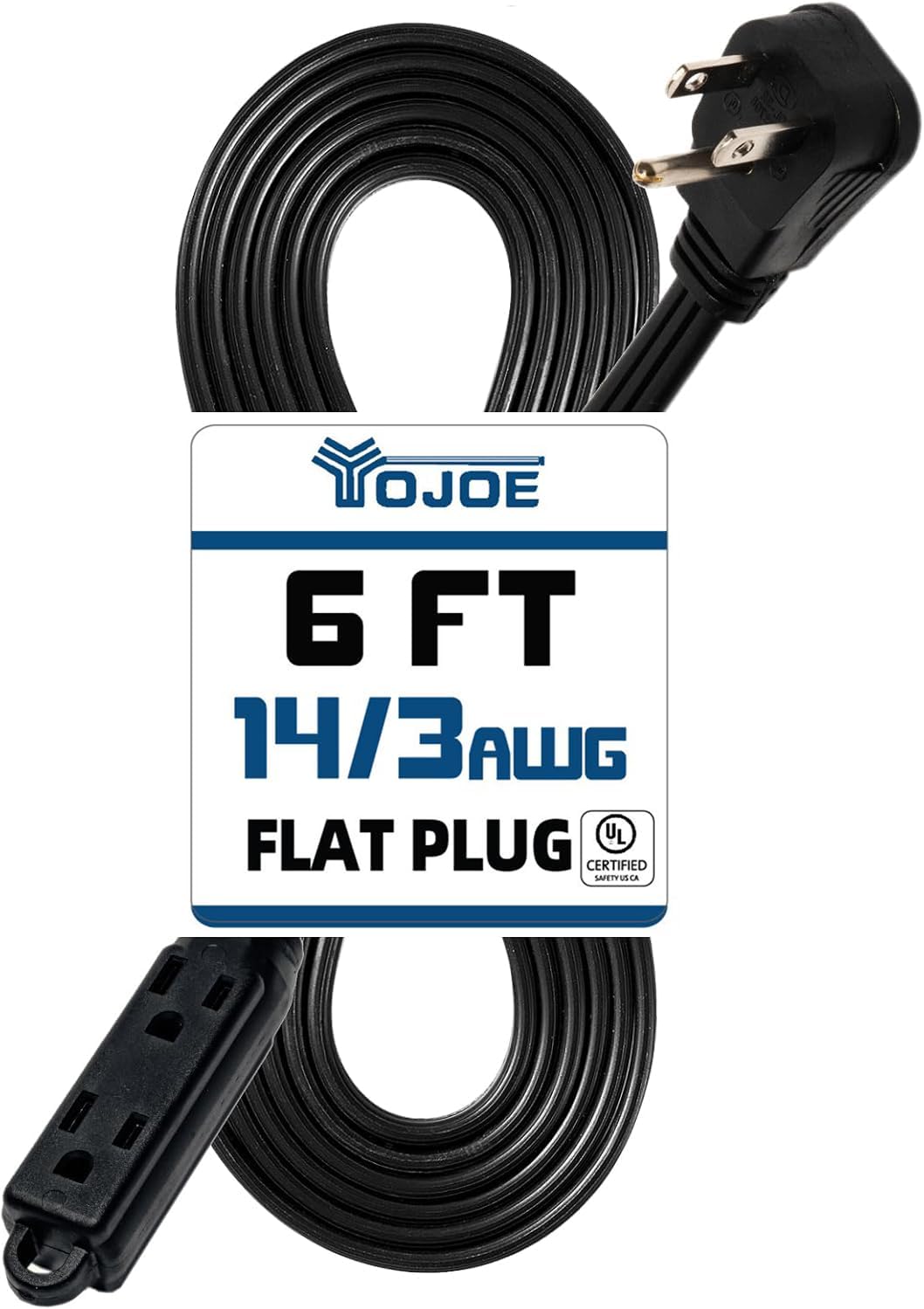 Amazon.com: PALARINE Flat Plug Extension Cord with 3 Outlets Extender ...