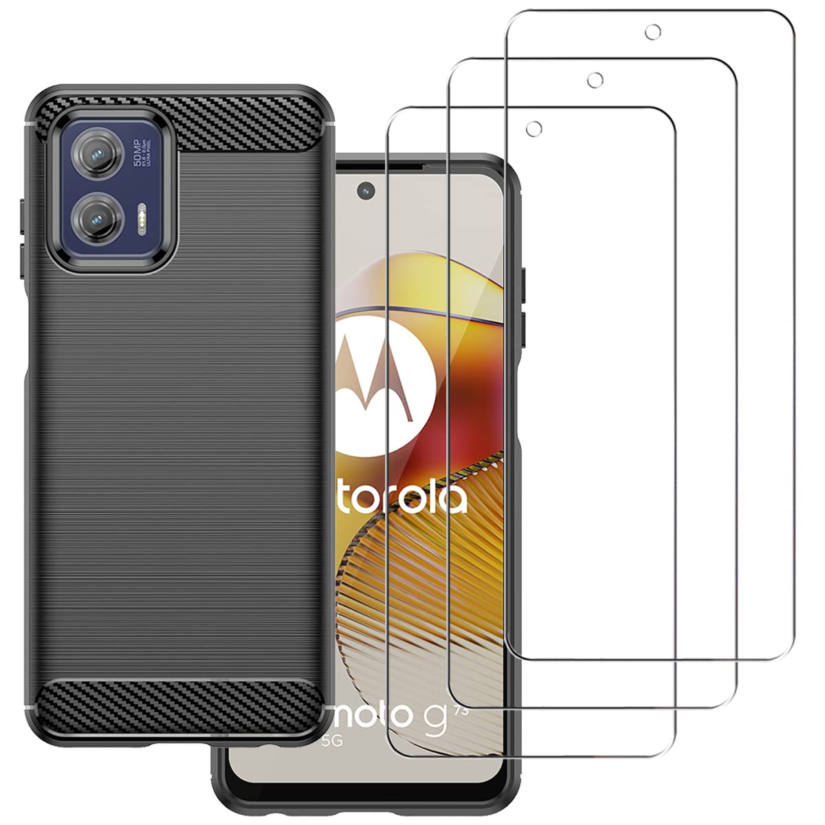carinacoco Case for Motorola Moto G73 5G with 3 Tempered Glass Screen ...