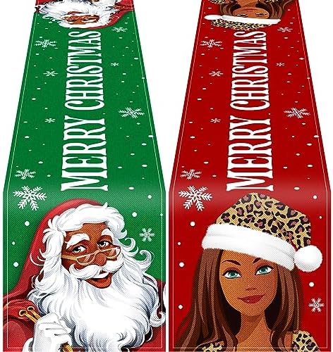 Amazon.com: 2pcs Black Santa Claus Merry Christmas Table Runner ...